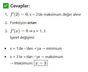 AYT Matematik Türev Konu Anlatımı ve Örnek Sorular | Ders Arşivi